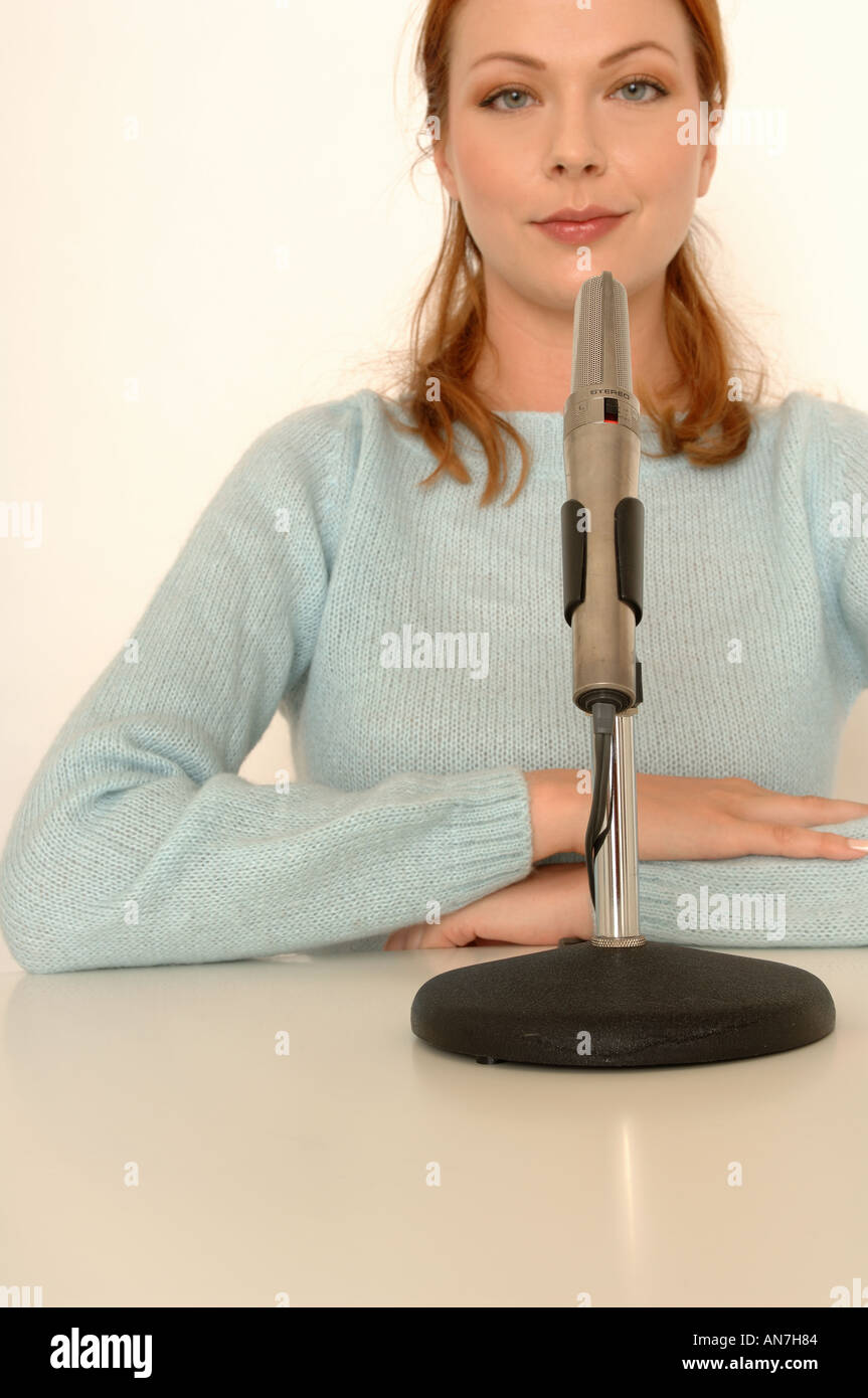 Female, microphone, close up, retro hi-res stock photography and images ...