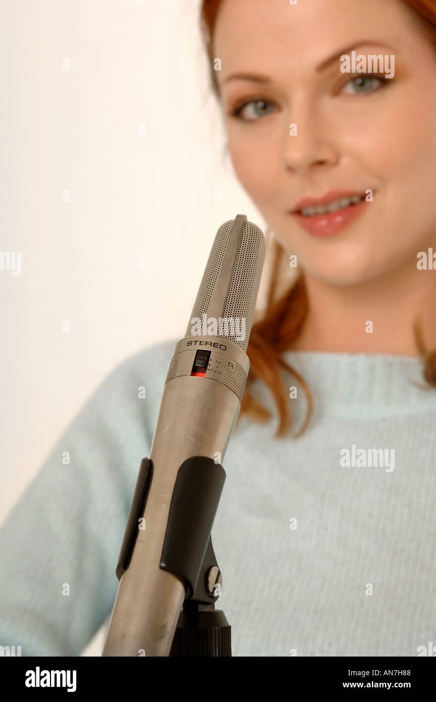 Female, microphone, close up, retro hi-res stock photography and images ...