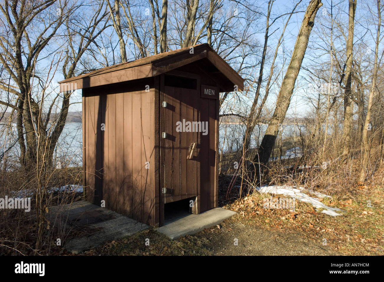 Men's outhouse at a park Stock Photo - Alamy