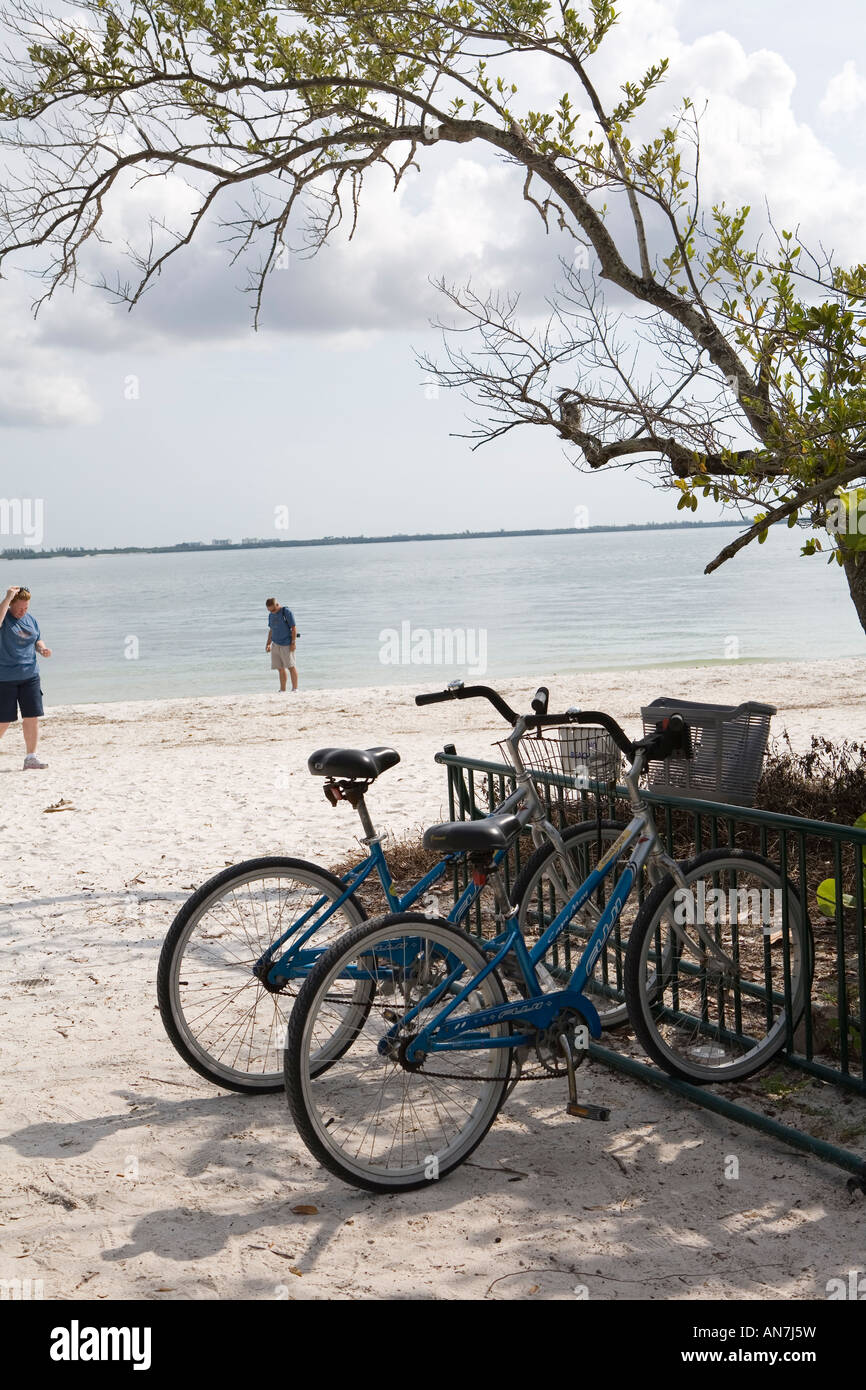 bicycle rack on the beach POINT YBEL SANIBEL ISLAND Florida Stock Photo ...