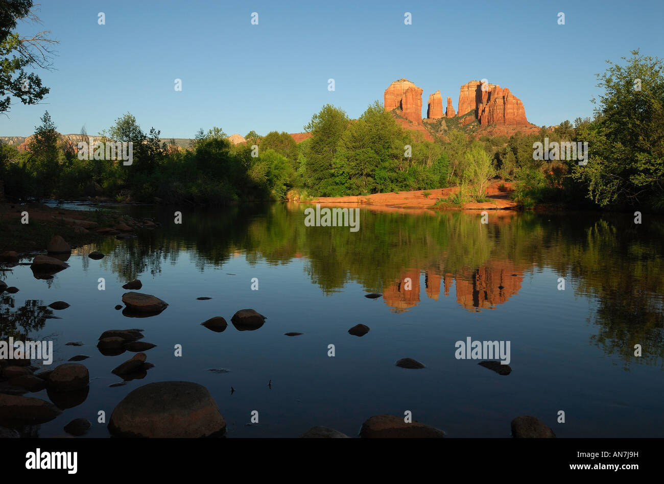Cathedral Rock Sunset Reflection Stock Photo - Alamy