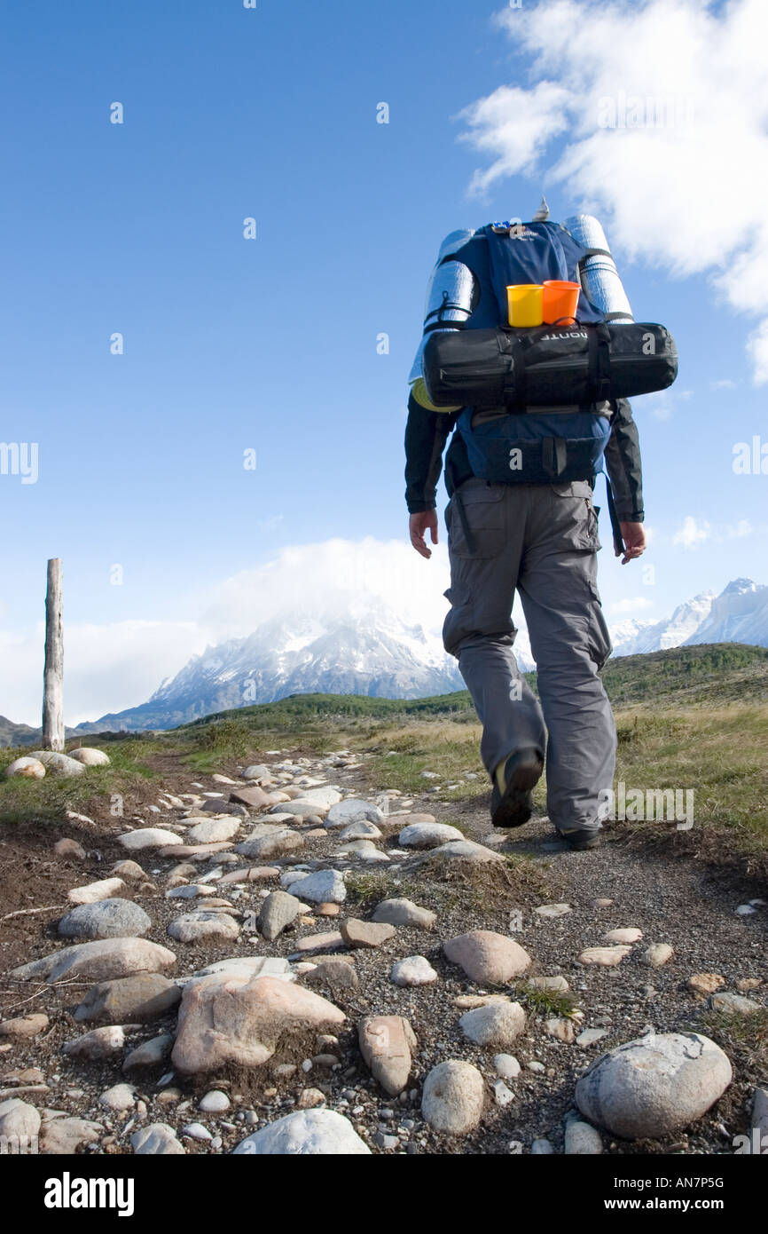 Male Hiker on Stoney Footpath Stock Photo - Alamy