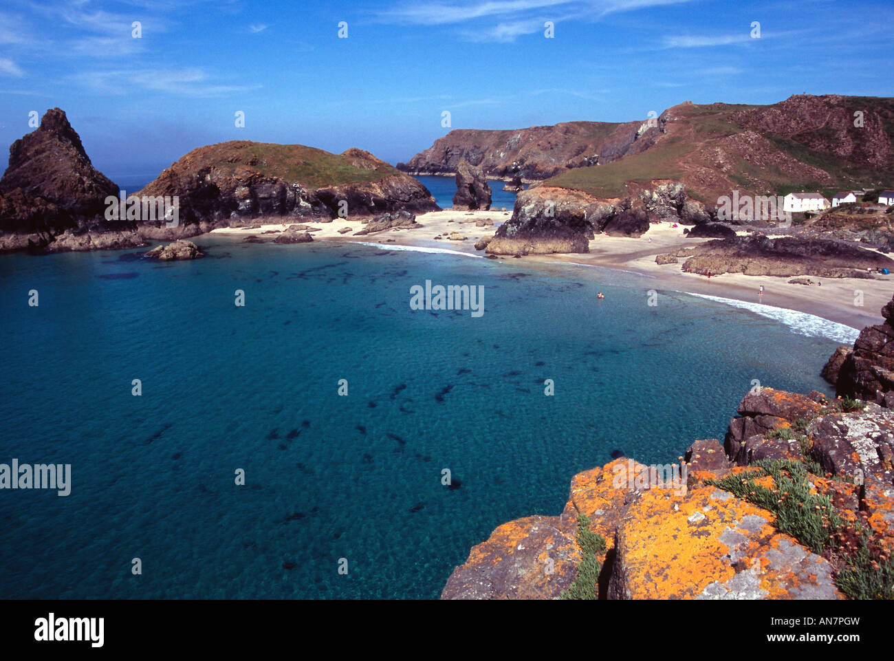 the lizard kynance cove sandy beach south cornwall england uk gb Stock ...
