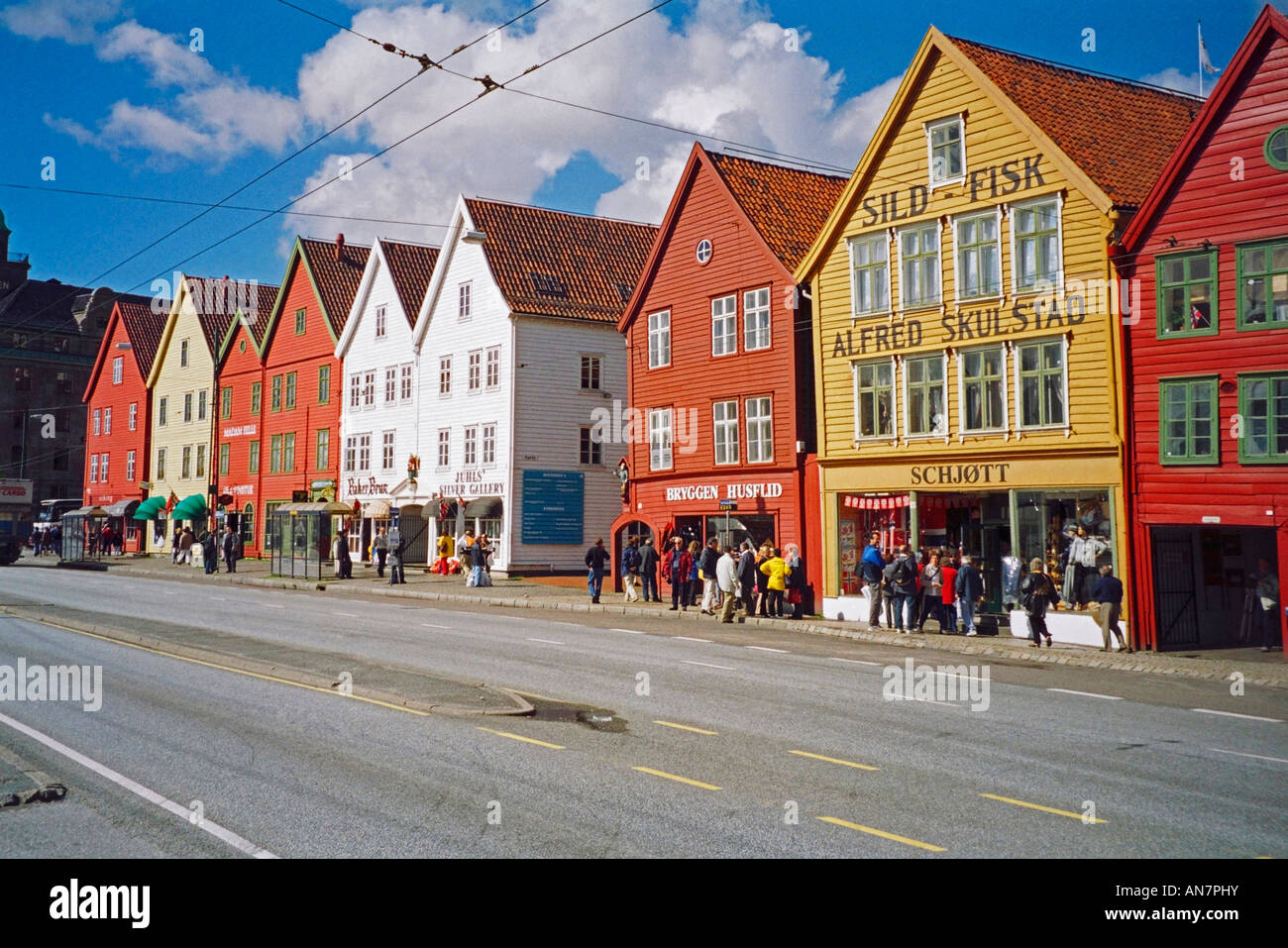Wooden buildings of UNESCO-listed Bryggen, Bergen, Norway Stock Photo ...