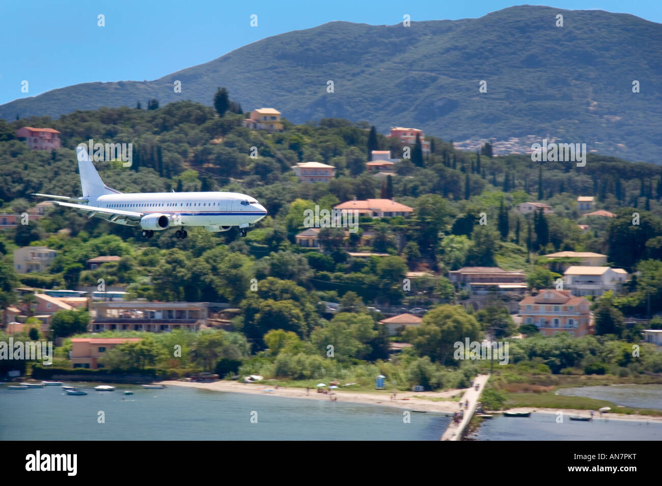 Large aircraft landing on Corfu island Greece Stock Photo - Alamy