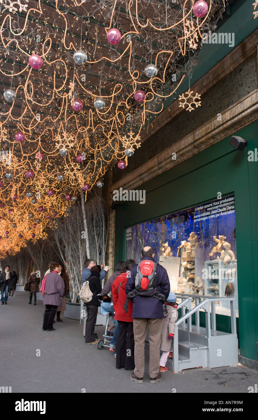 Christmas window display at Printemps Department Store Paris France ...