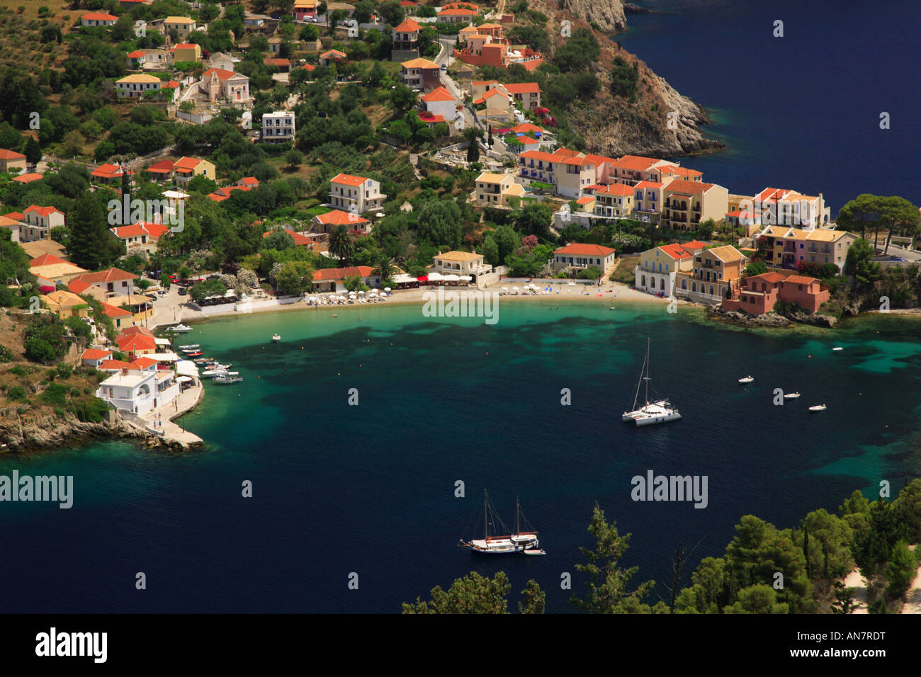 Assos village Kefalonia Greece Stock Photo - Alamy