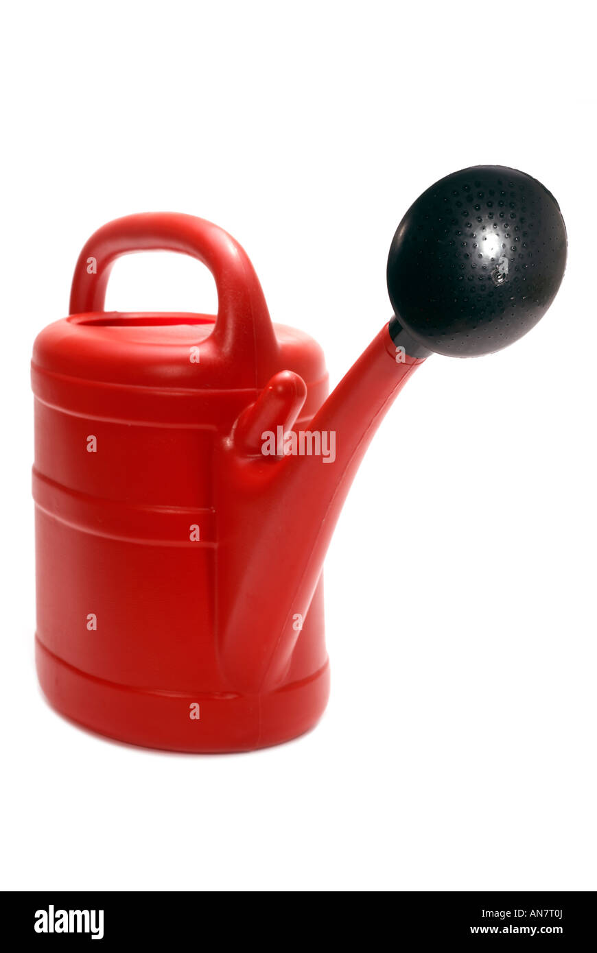 Red plastic watering container Stock Photo - Alamy
