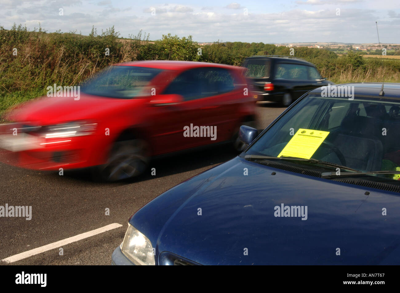 An abandoned car with a Police aware notice attached Stock Photo - Alamy