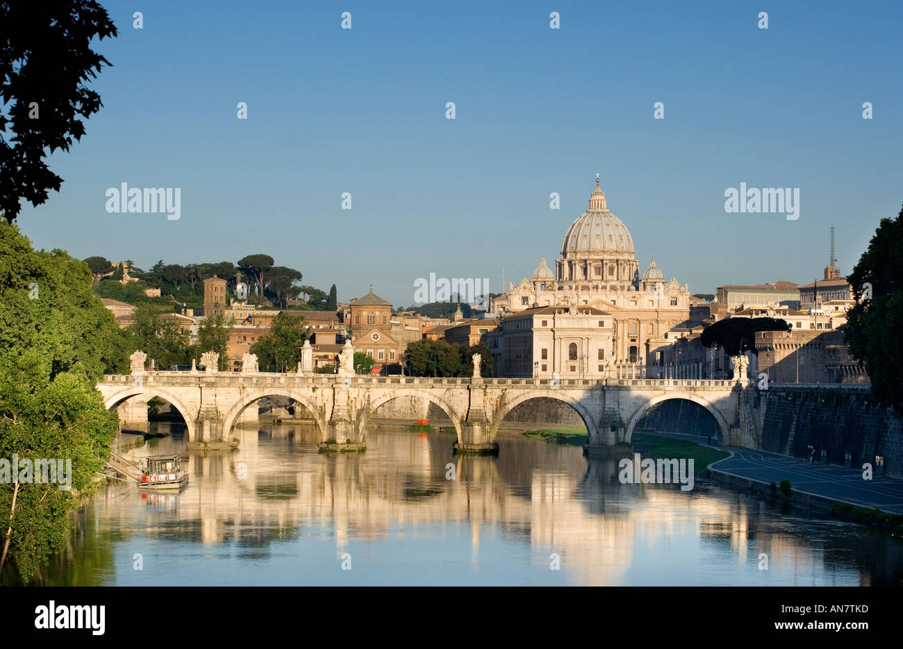 Italy Rome the Vatican City View towards St Peters Basilica over the ...
