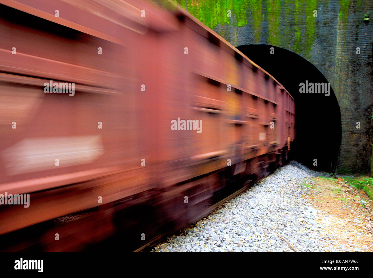 Freight Train Entering Tunnel