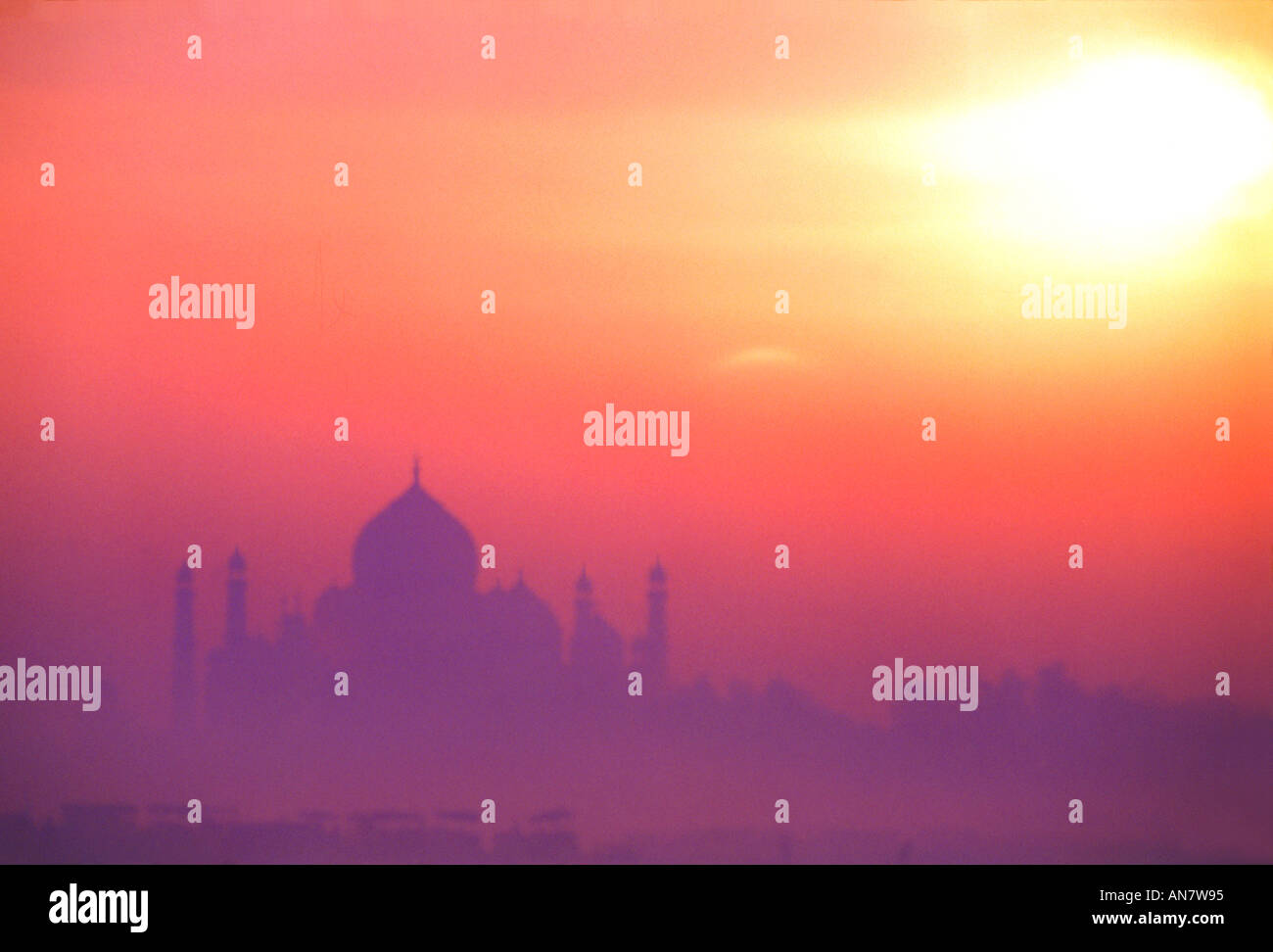 Taj Mahal from across Yamuna River in the Agra Uttar Pradesh India ...