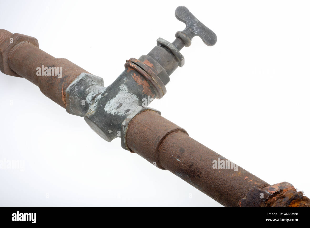 Victorian water valve tap and plumbing pipe Stock Photo - Alamy