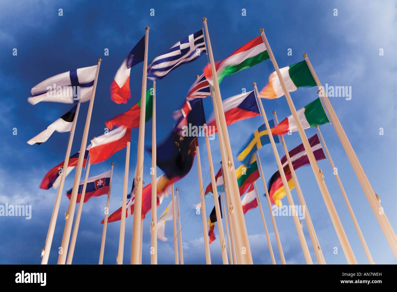 International flags waving in wind Stock Photo - Alamy