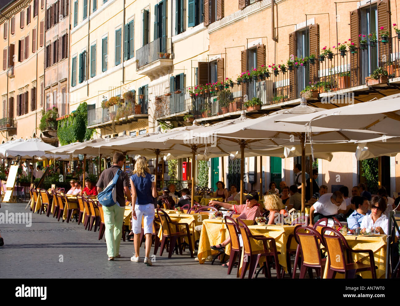 Italy Rome Piazza Navona Pavement Cafes Stock Photo - Alamy