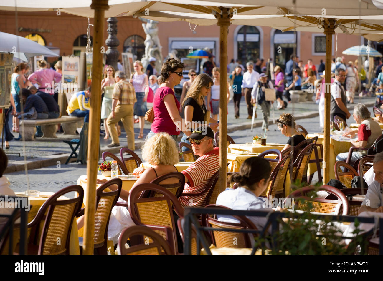Italy Rome Piazza Navona Pavement Cafes Stock Photo - Alamy