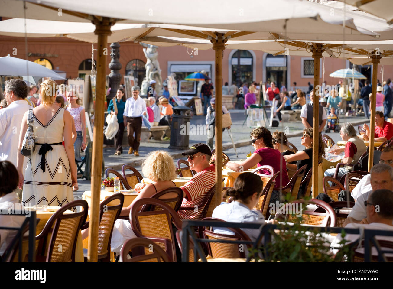 Italy Rome Piazza Navona Pavement Cafes Stock Photo - Alamy