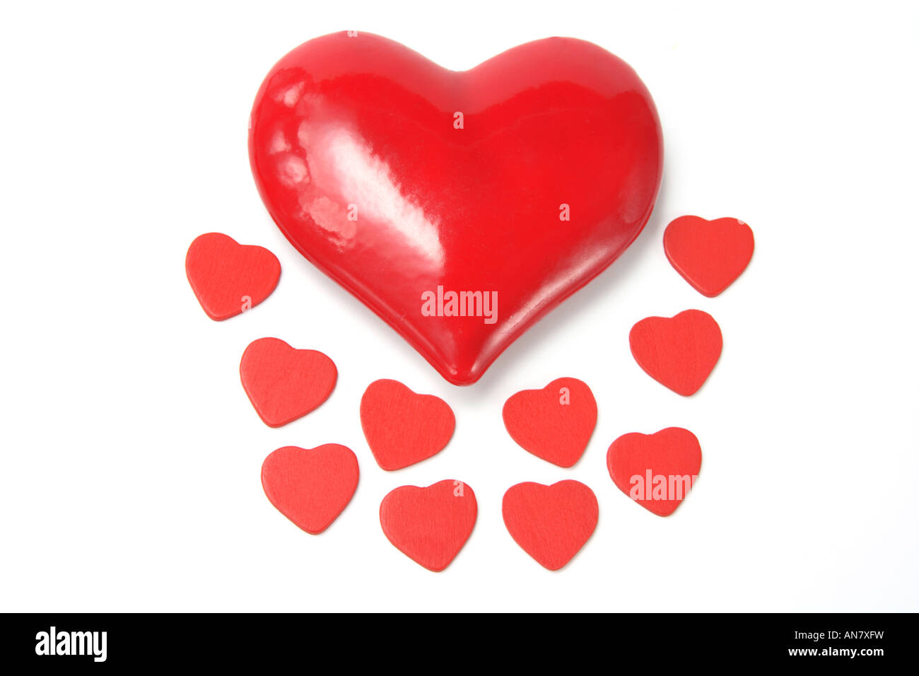 Red Love Hearts on White Background Stock Photo - Alamy