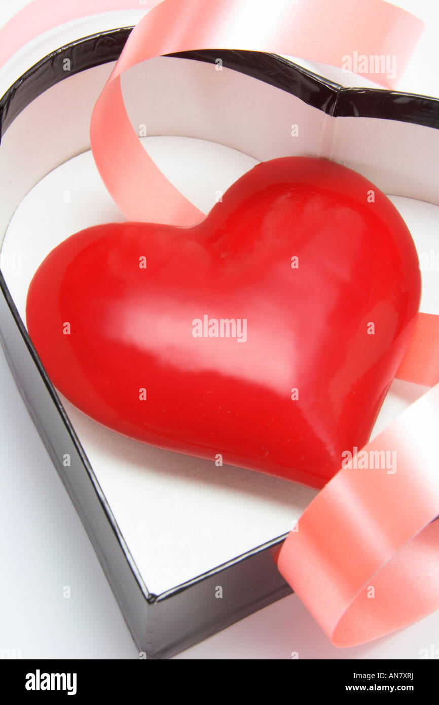 Red Love Heart in Gift Box Stock Photo - Alamy