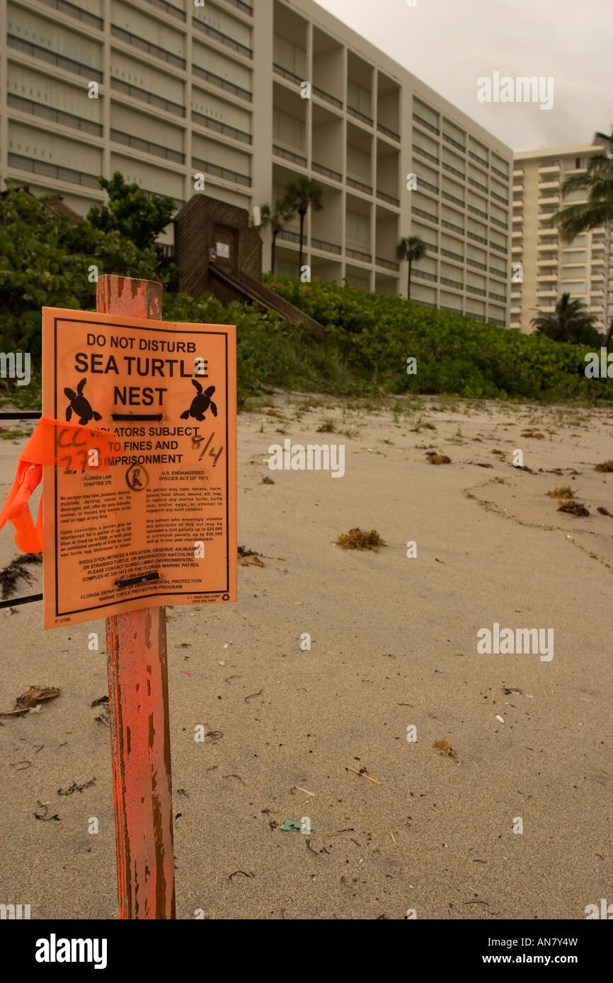 Sea turtle nesting sign Stock Photo - Alamy