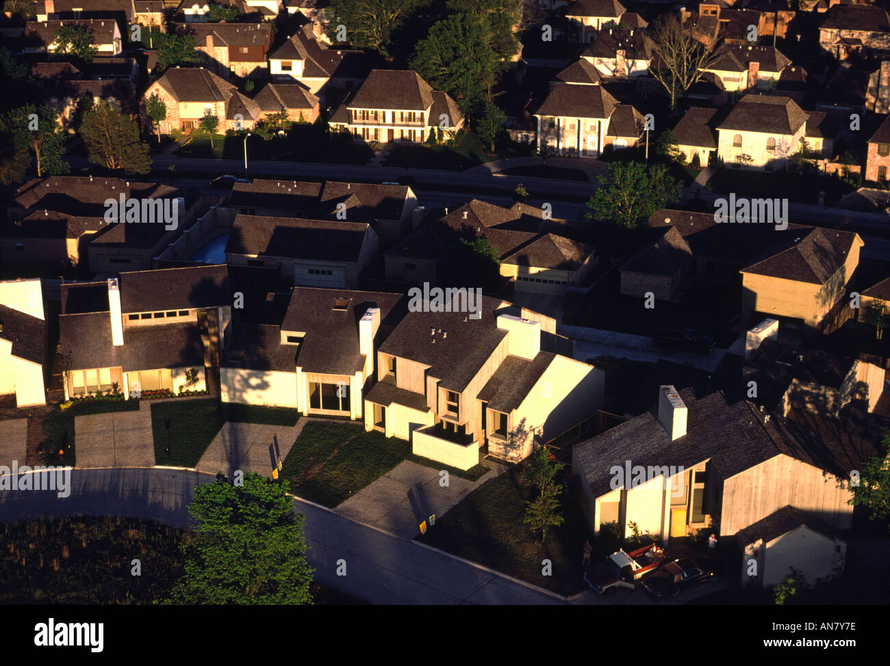 An aerial photograph of a suburban neighborhood Stock Photo - Alamy