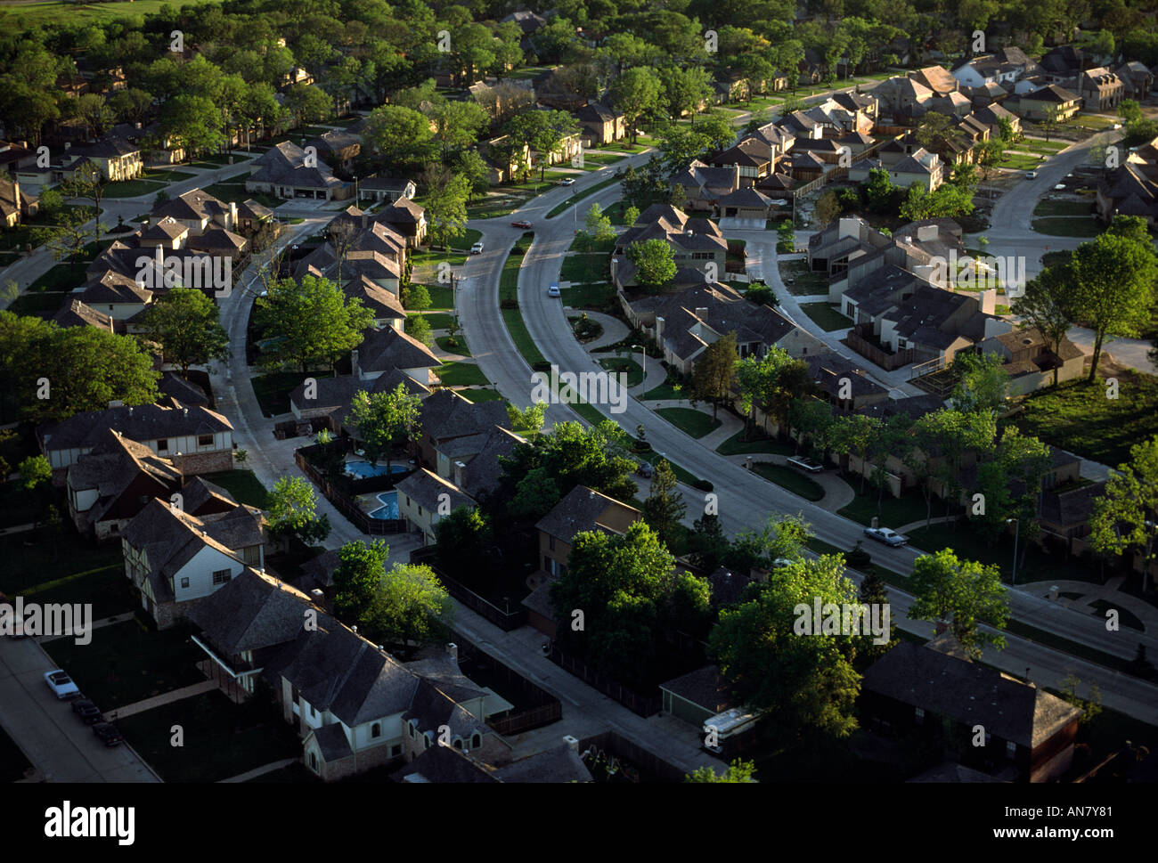 An aerial photograph of a suburban neighborhood Stock Photo - Alamy