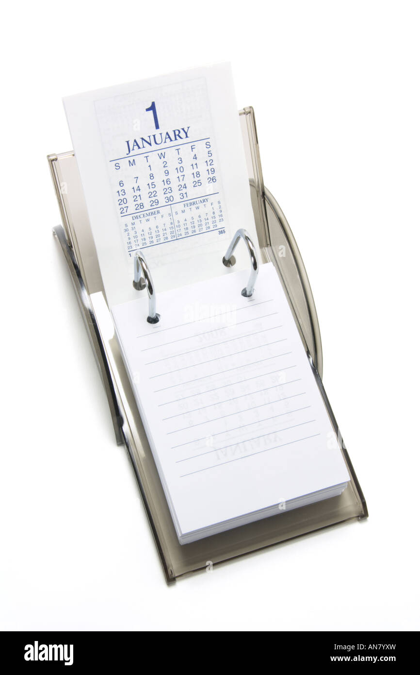 Desktop Calendar on White Background Stock Photo - Alamy