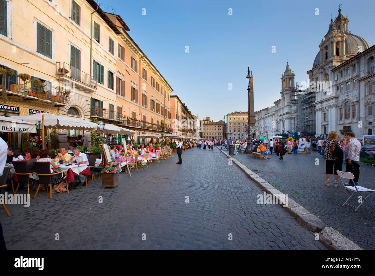 Italy Rome Piazza Navona Pavement Cafes Stock Photo - Alamy