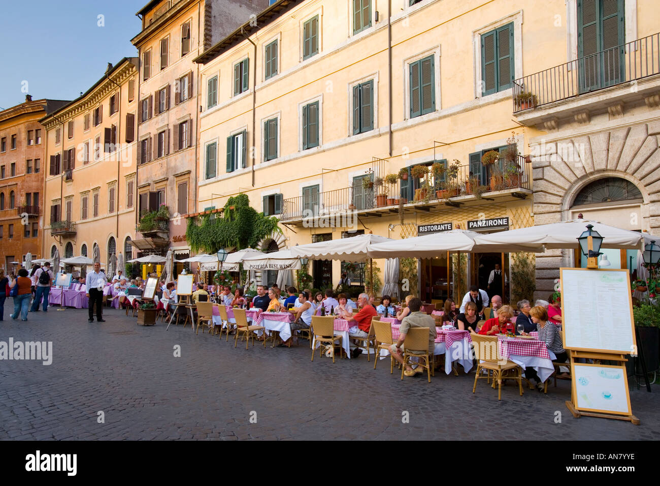 Italy Rome Piazza Navona Pavement Cafes Stock Photo - Alamy