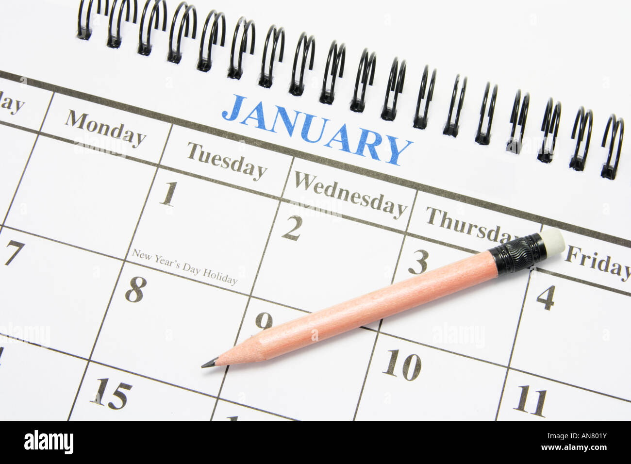 Calendar and Pencil Stock Photo - Alamy