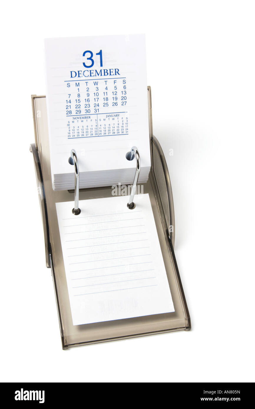 Desk Calendar on White Background Stock Photo - Alamy