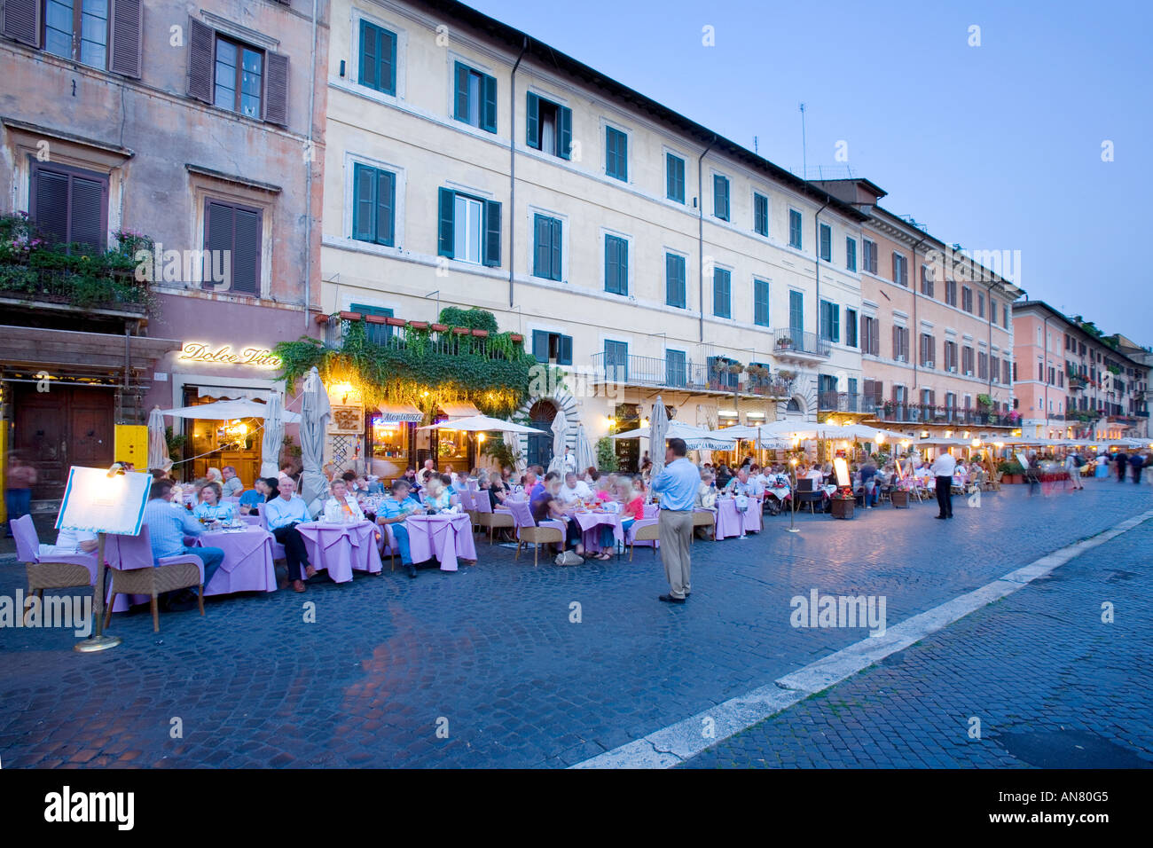 Italy Rome Piazza Navona Pavement Cafes Stock Photo - Alamy