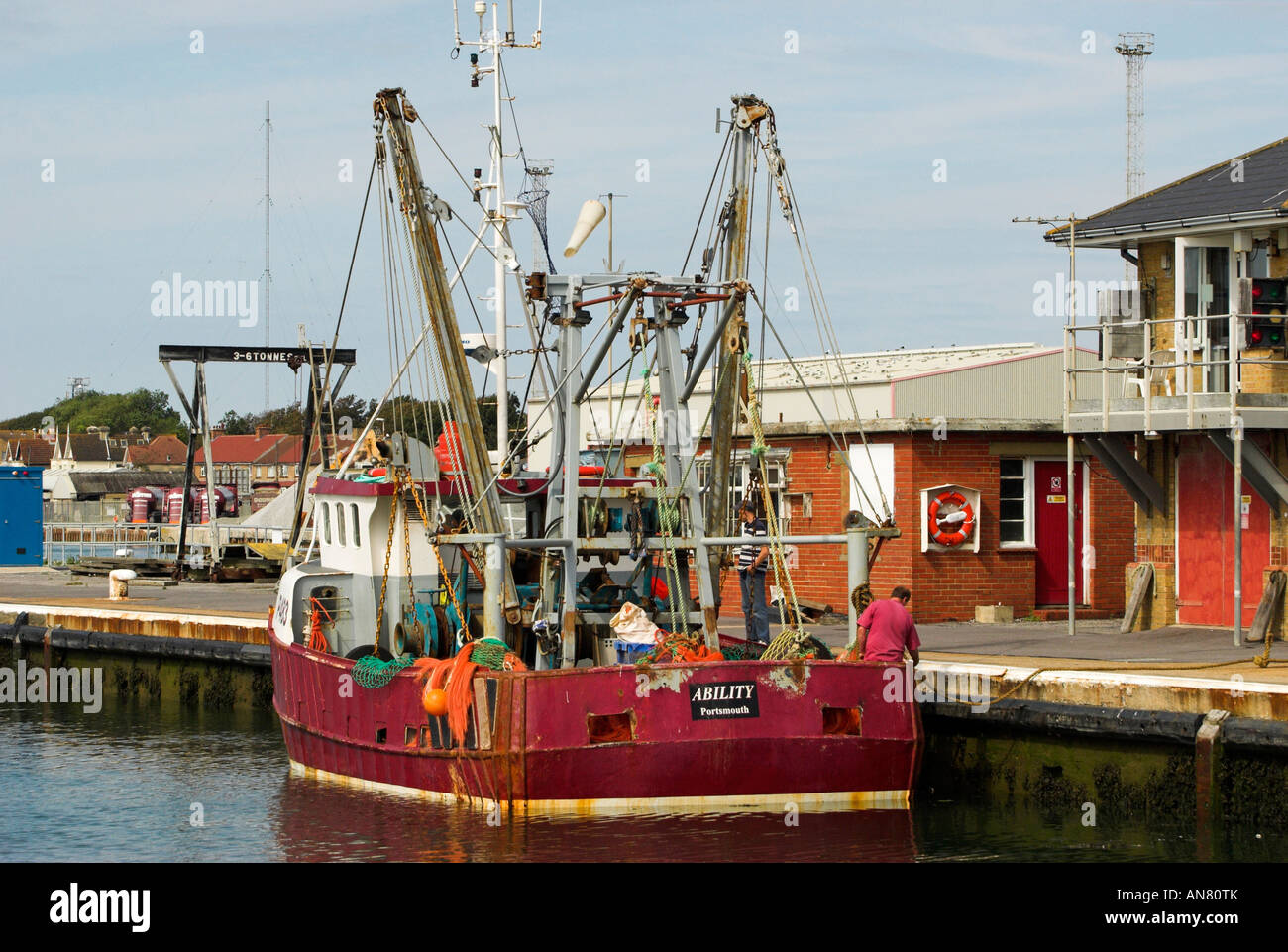 Fishing boat 'Ability' from Portsmouth moors up in the lock at Shoreham ...