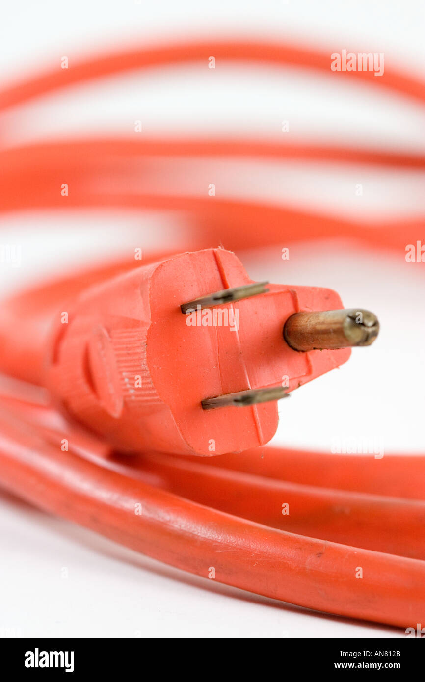 Orange extension cord with three prong grounded U S type plug Stock ...