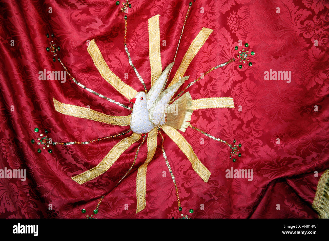 Holy Spirit flag showing the white dove Azores islands Stock Photo - Alamy