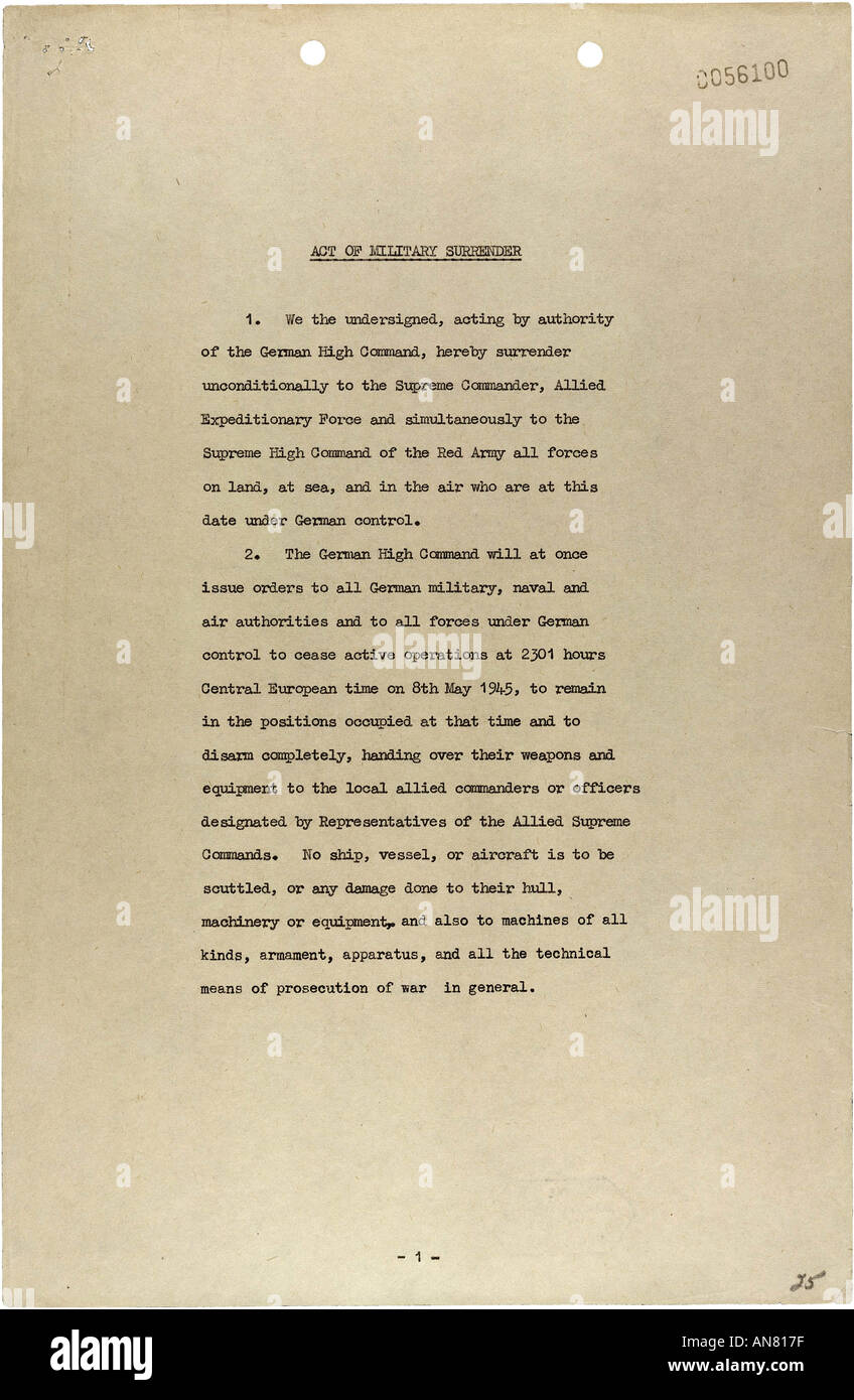 German Military surrender ending World War Two Stock Photo - Alamy