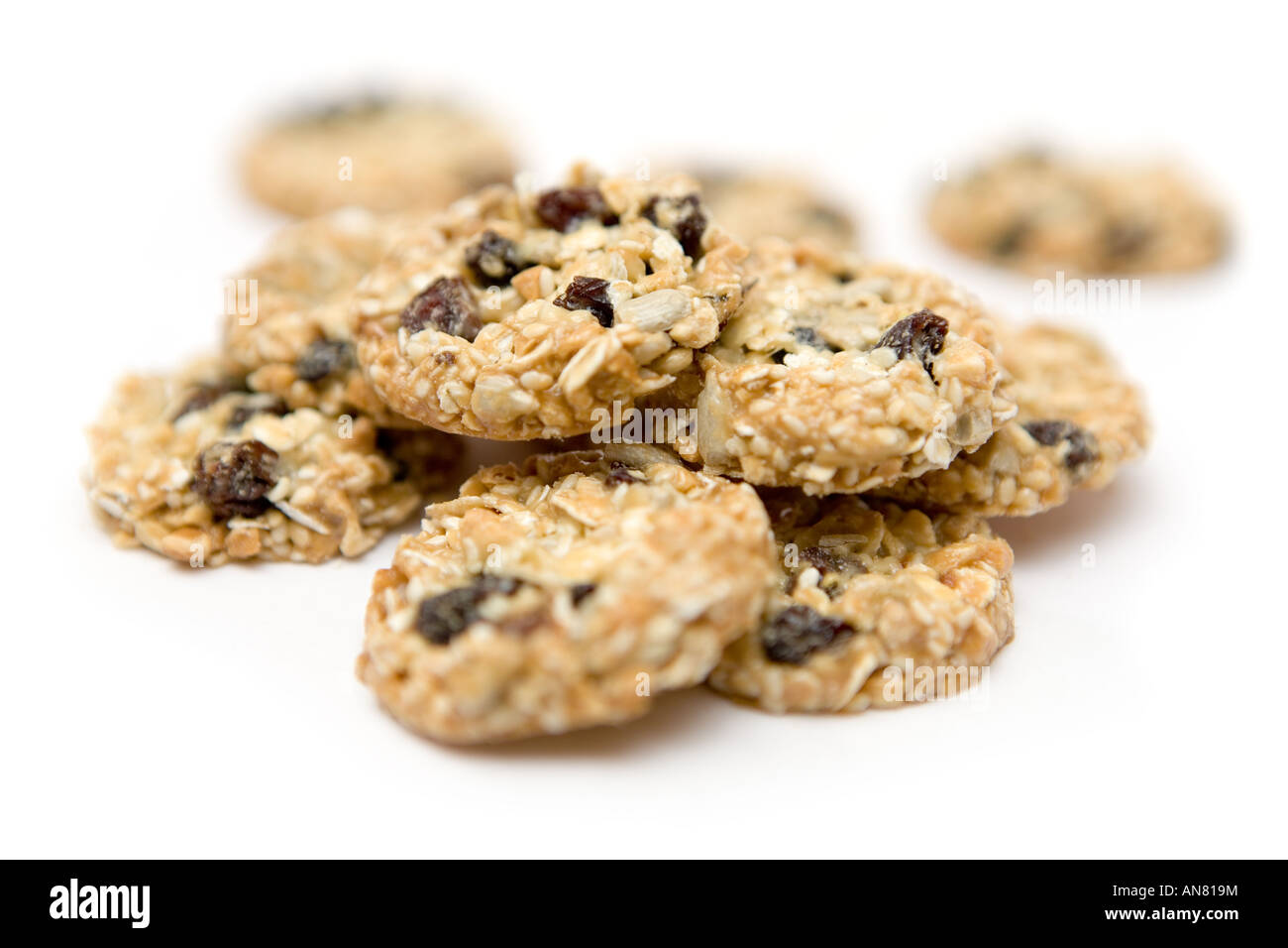 Bunch of cookies isolated on a white background. Shallow depth of field ...