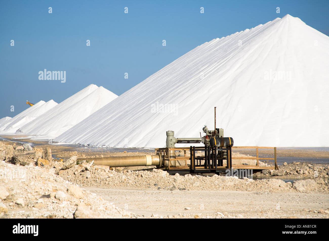 Salt Mound at Cargill Solar Evaporation Salt Harvesting Site on Bonaire ...