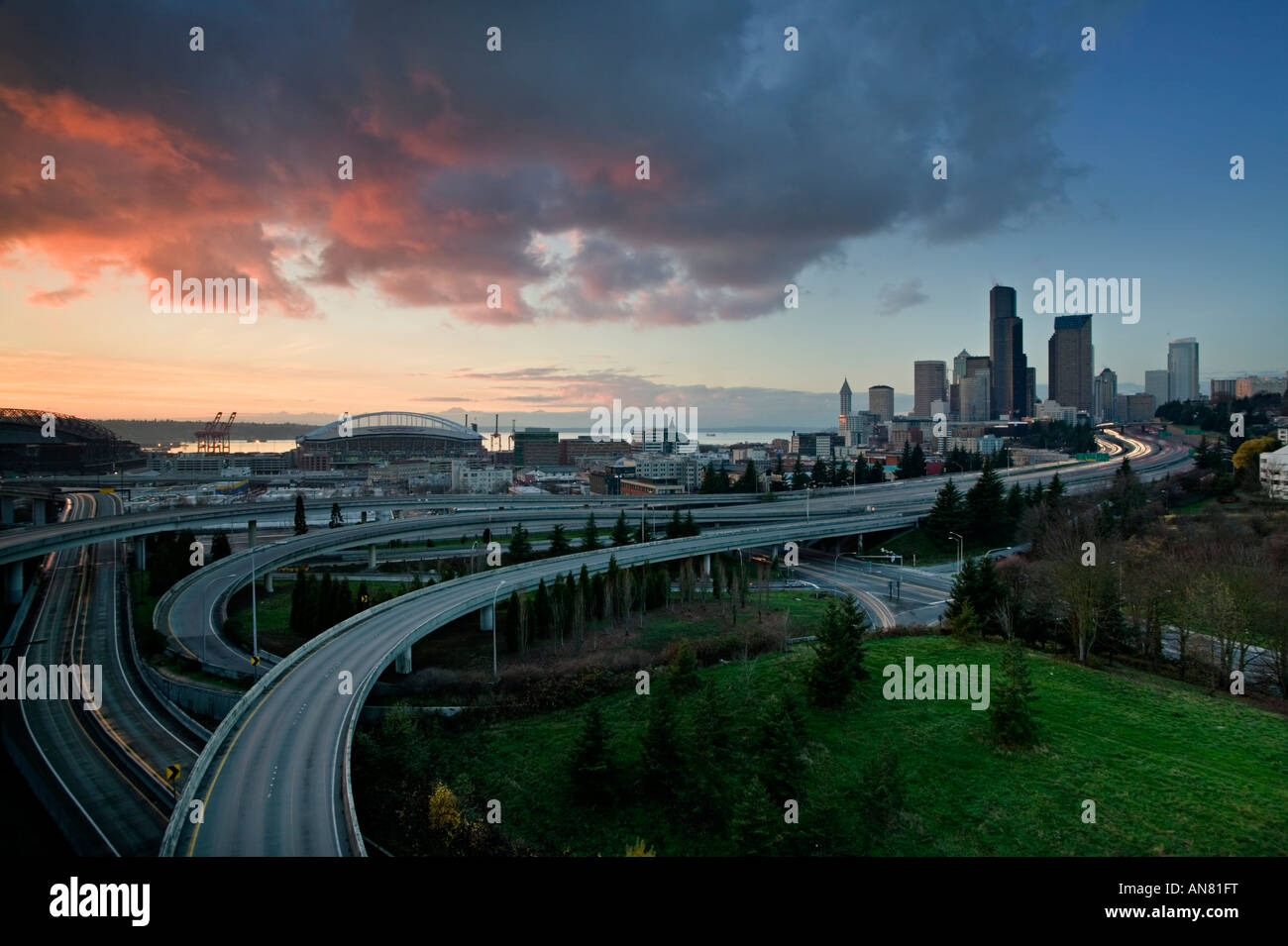 Sunset over Seattle Stock Photo - Alamy