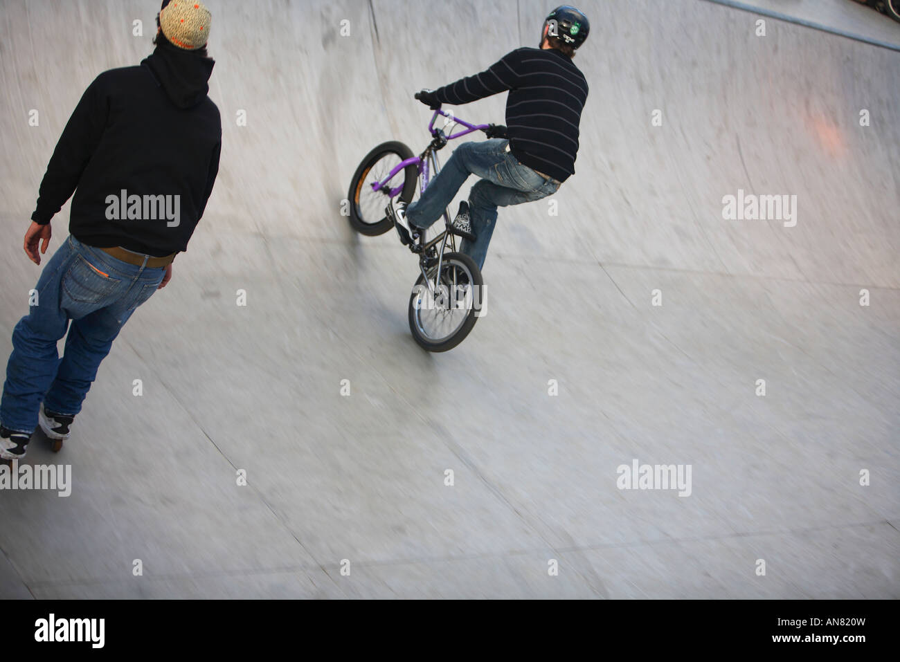 Bmx cross bike in half pipe at skatepark hi-res stock photography and ...