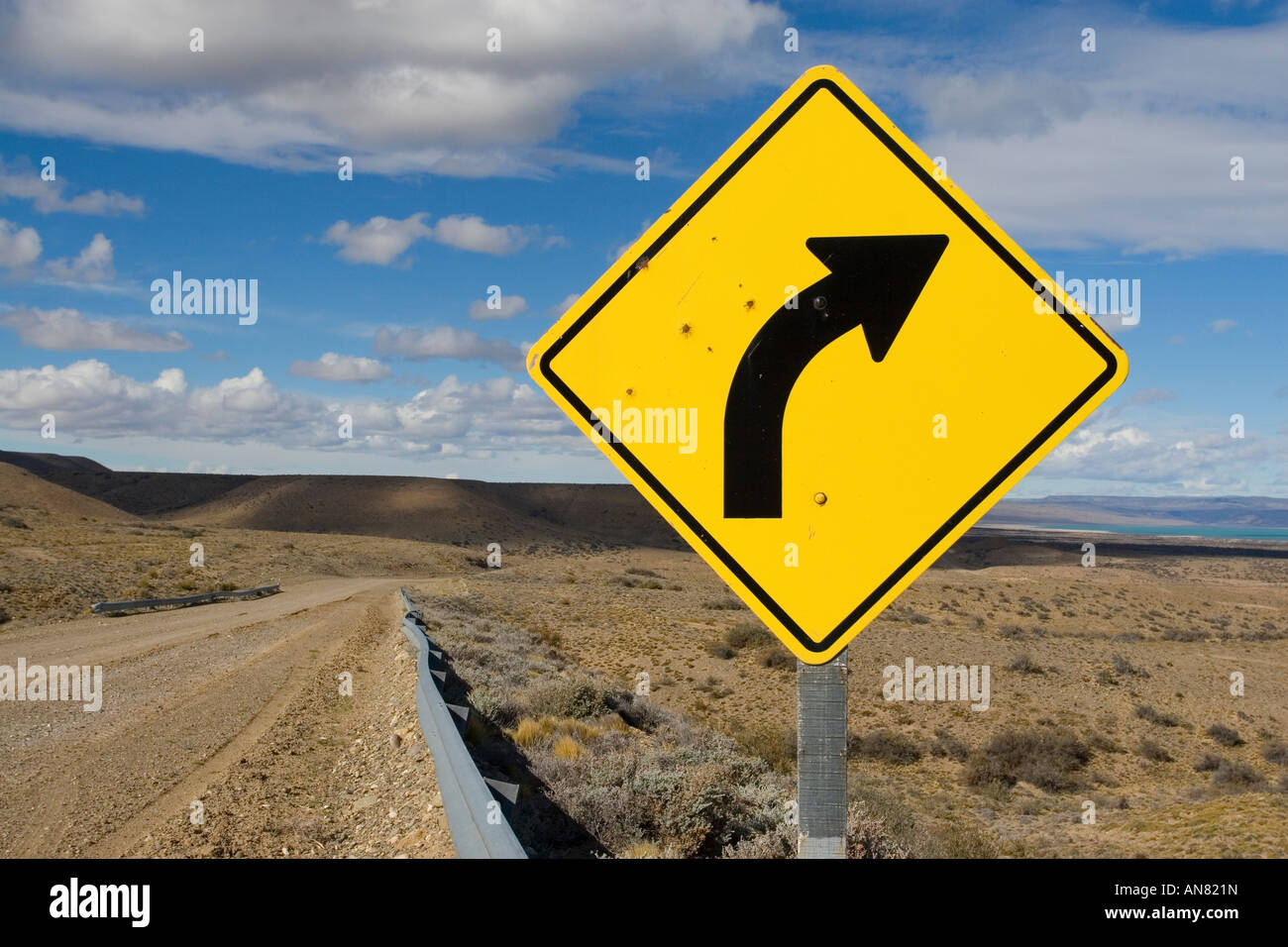 Bend in Road Sign Stock Photo - Alamy