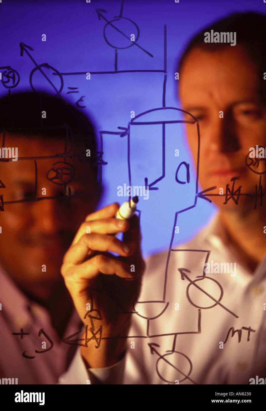 engineers drawing petroleum plant designs Stock Photo - Alamy