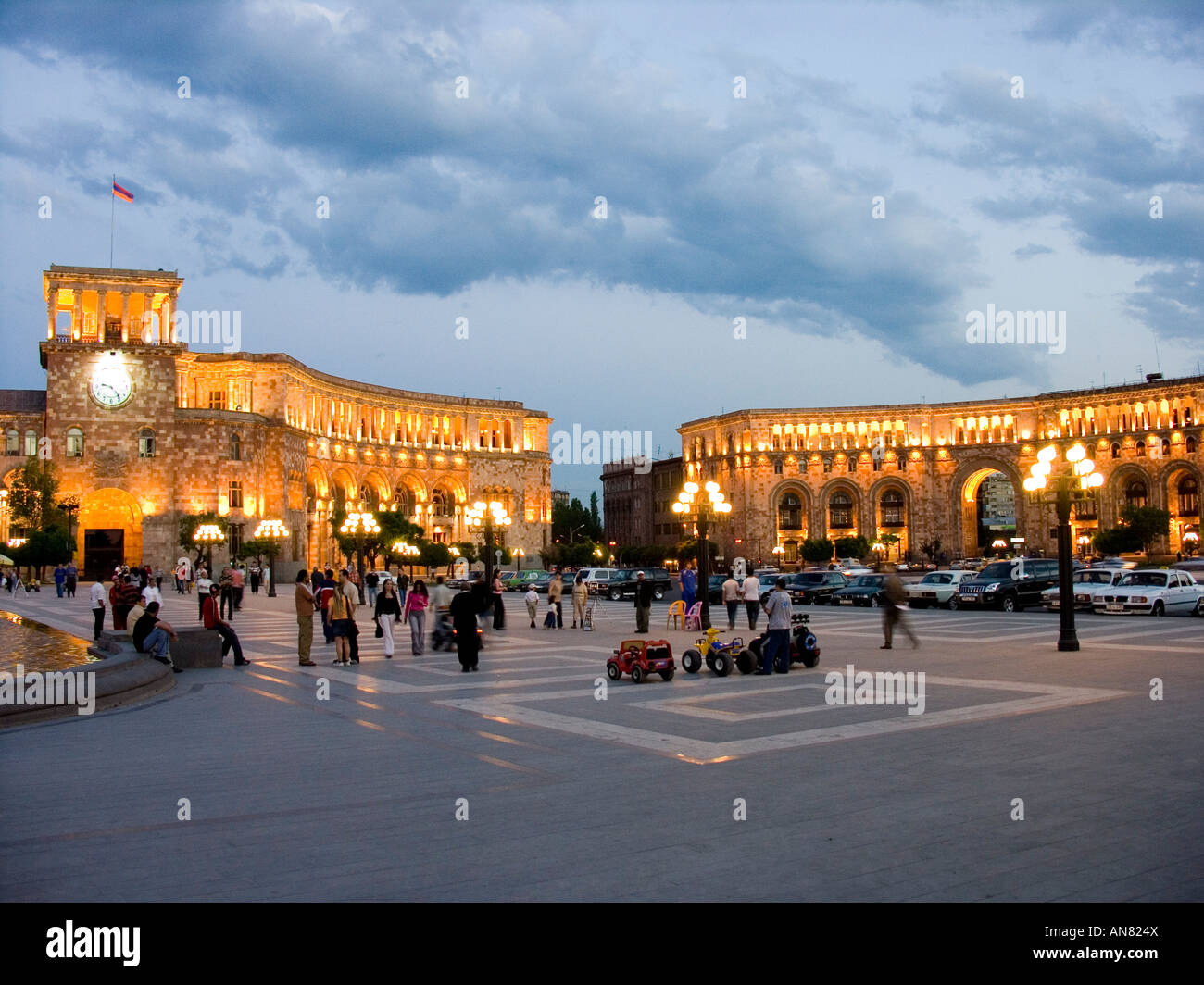 Republic Square at night, Yerevan, Armenia Stock Photo - Alamy