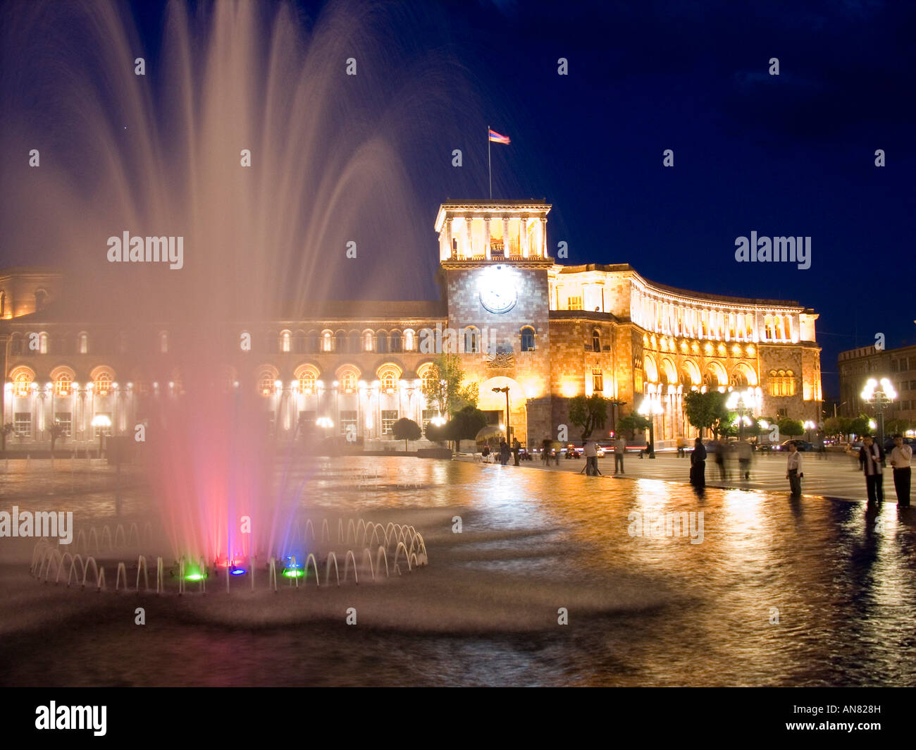 Republic Square at night, Yerevan, Armenia Stock Photo - Alamy