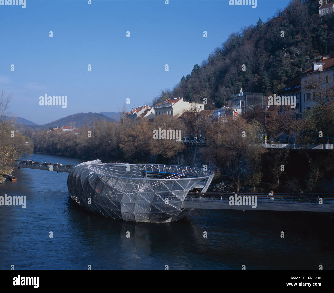 Insel in der Mur (Island in the Mur), Plaza of the New Millennium ...