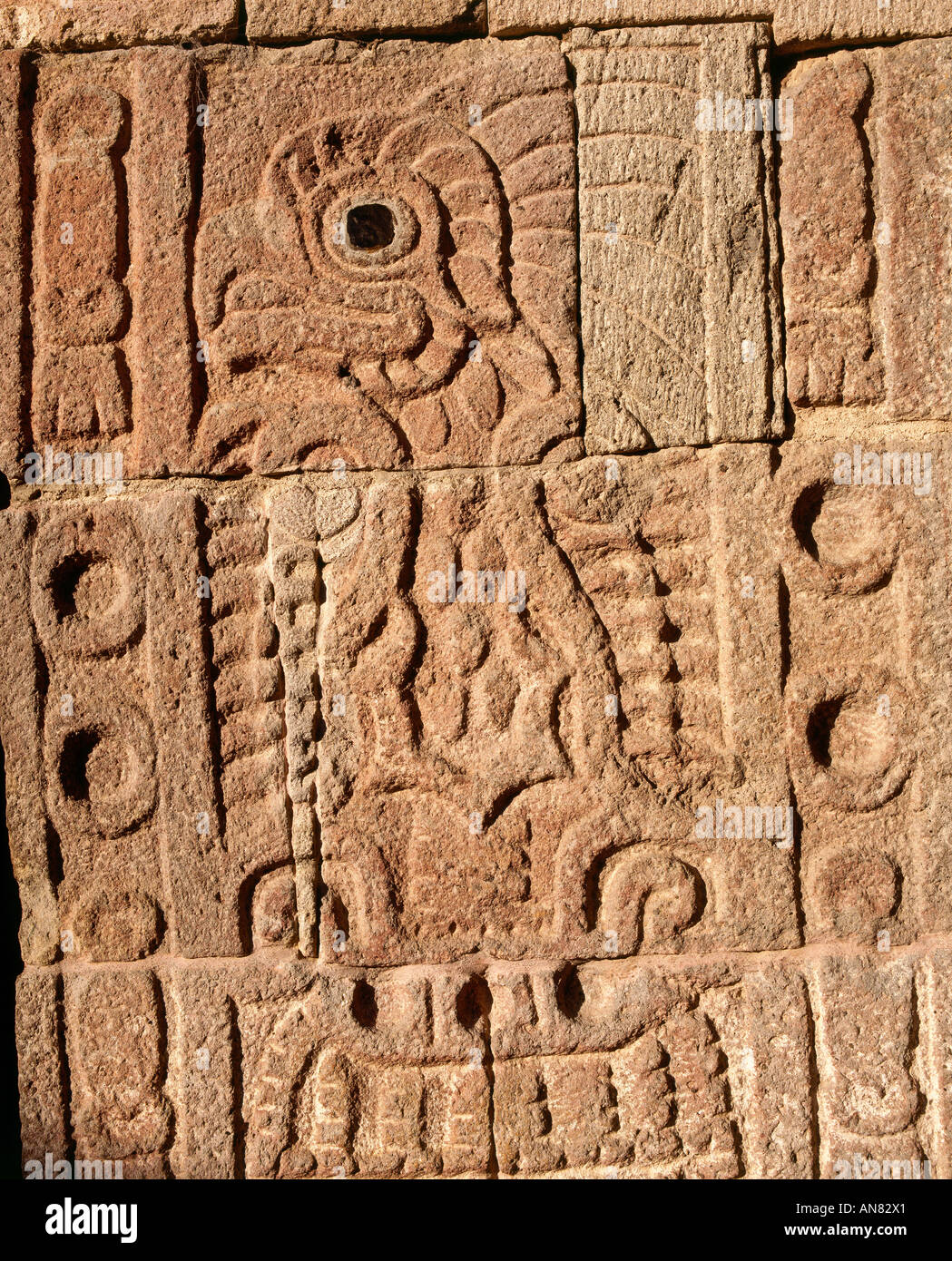Carving of a plumed butterfly quetzalpapalotl on a temple at the ...