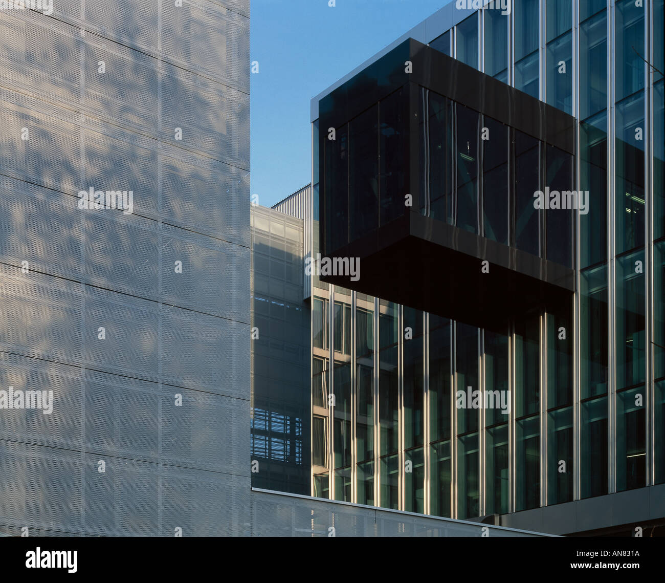 Netherlands Embassy, Berlin. Cantilevered volume of main meeting room ...