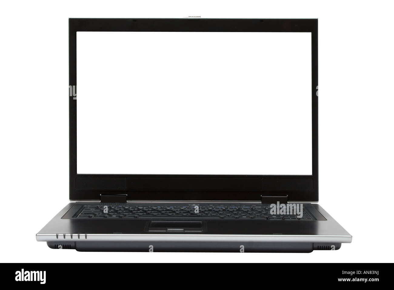 Black mobile computer with a cut out display. Isolated on a white ...