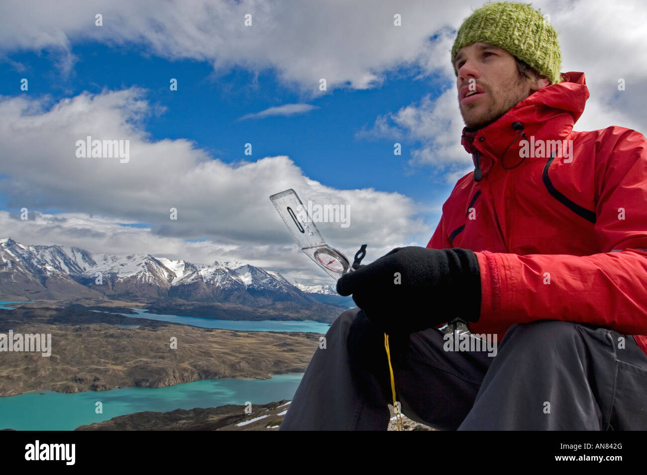 Man with Compass Stock Photo - Alamy