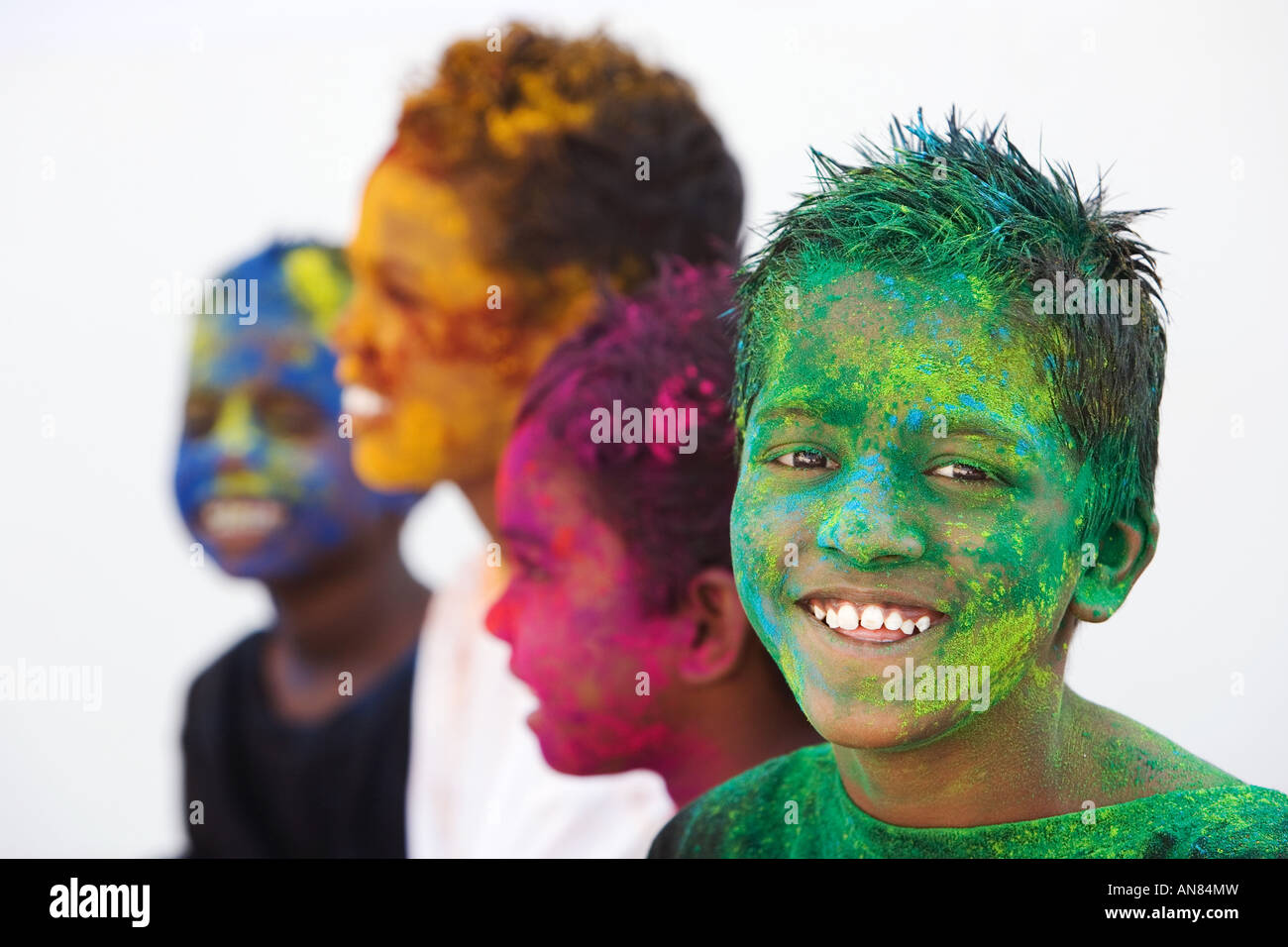 Face covered in pink powder paint hi-res stock photography and images ...
